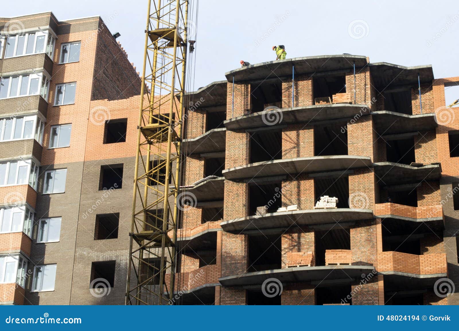 The Process of the Construction of a New Brick House with the he Stock ...