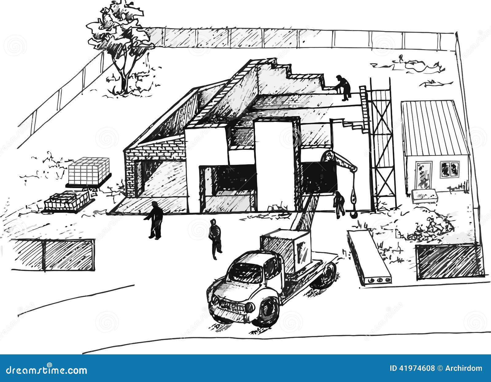 Process of Construction of Residential Houses Stock Vector ...