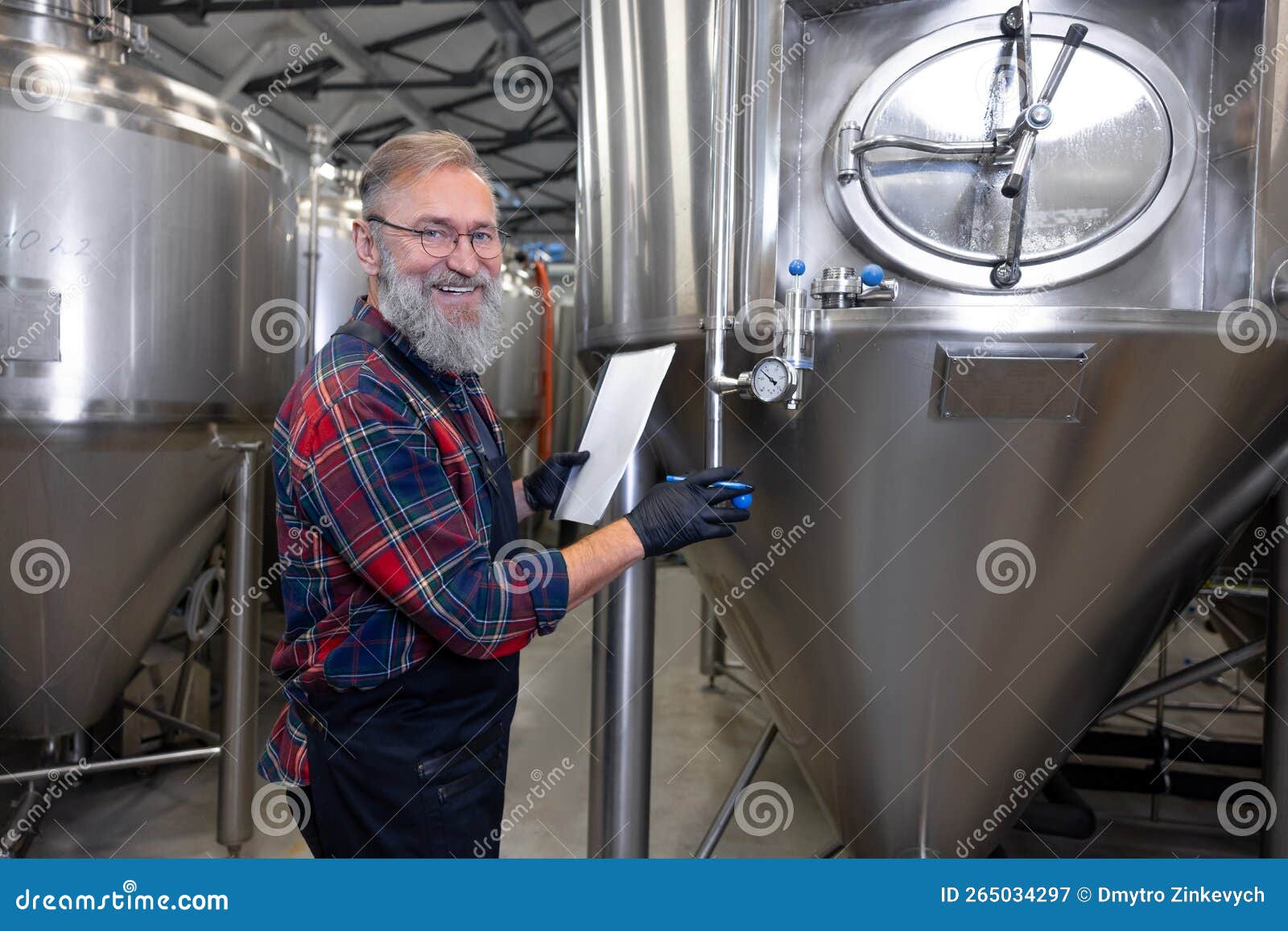 Brewery Worker Checking the Pressure in Tanks with Beer Stock Image ...