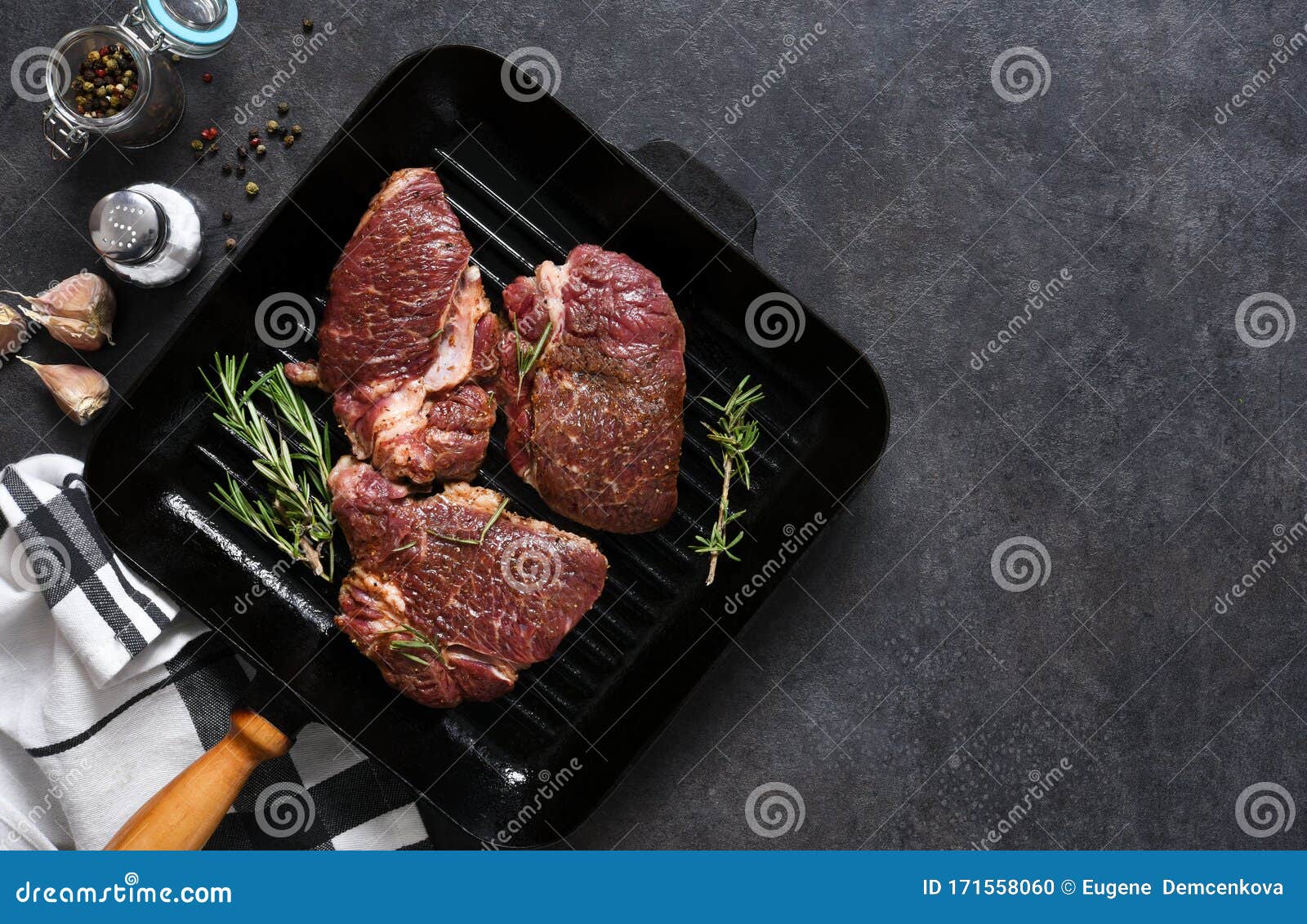 The Process of Cooking Beef Steak in a Grill Pan Stock Photo - Image of ...