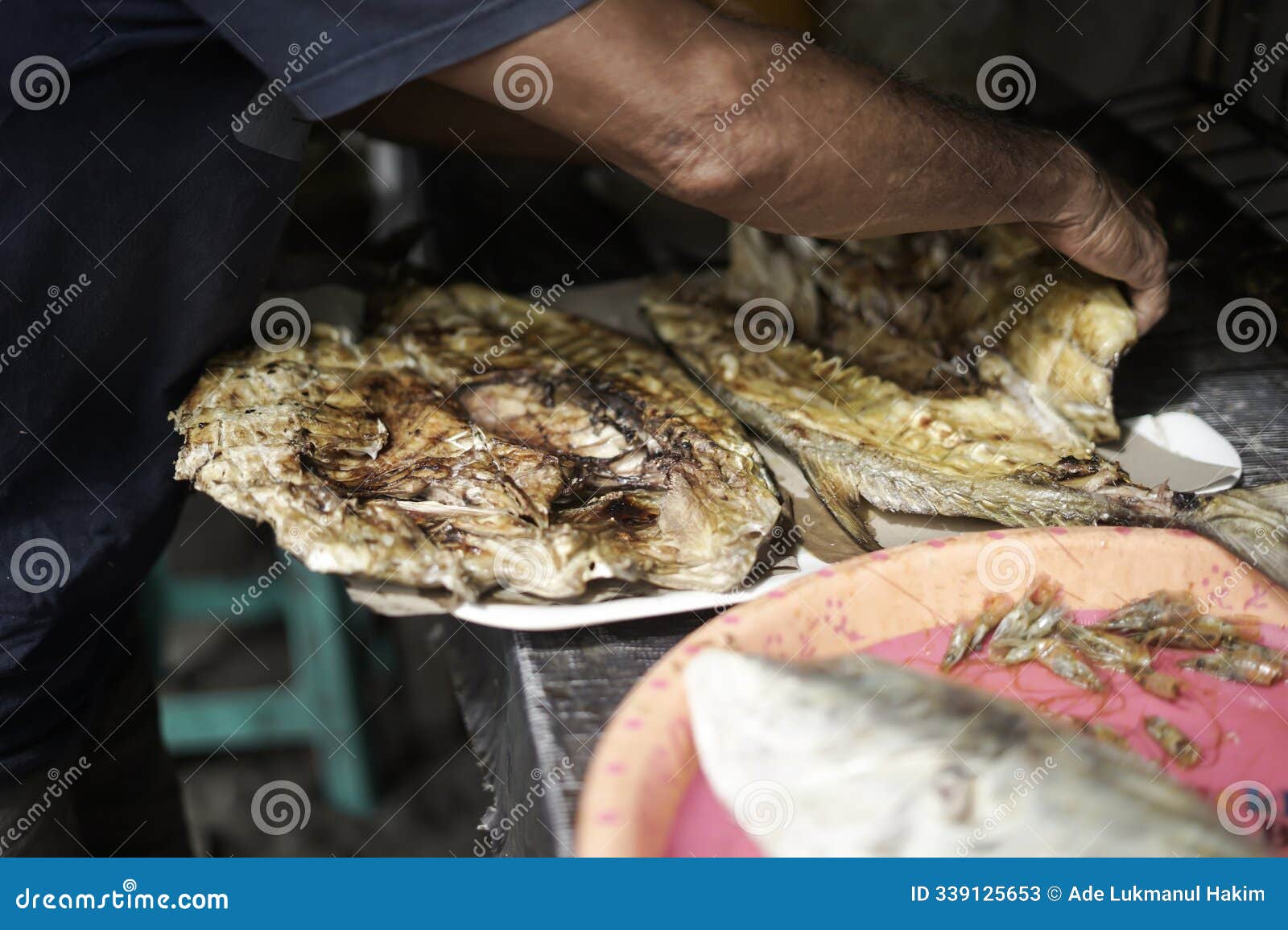 The Process of Cooking Big Grilled Fish by a Traditional Indonesian ...