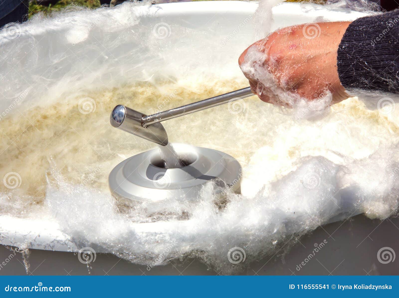 Process of Cooking Cotton Candy in a Candy Machine, Close-up. Stock ...