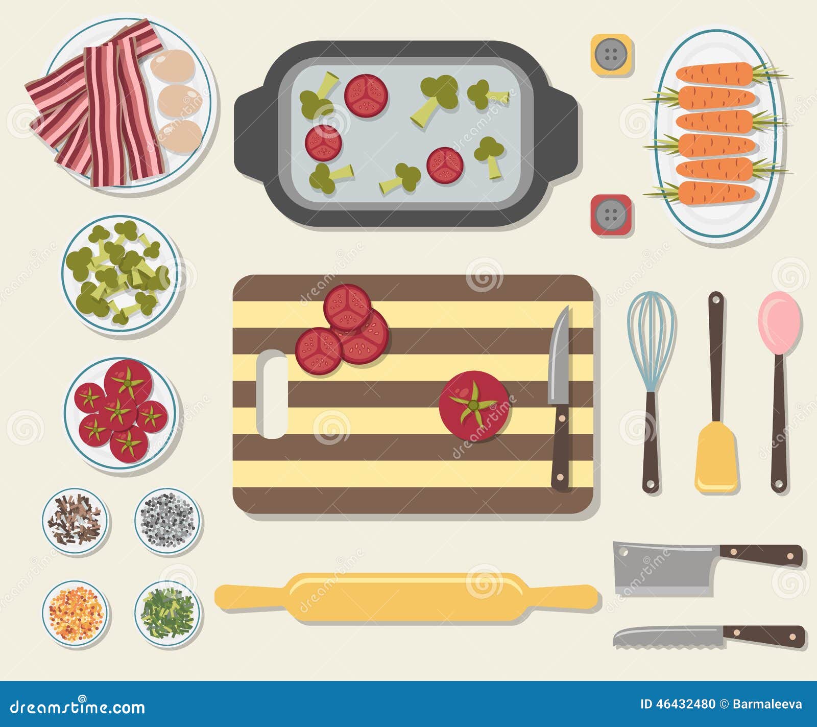 Process of Cooking Delicious Food Stock Vector - Illustration of ...