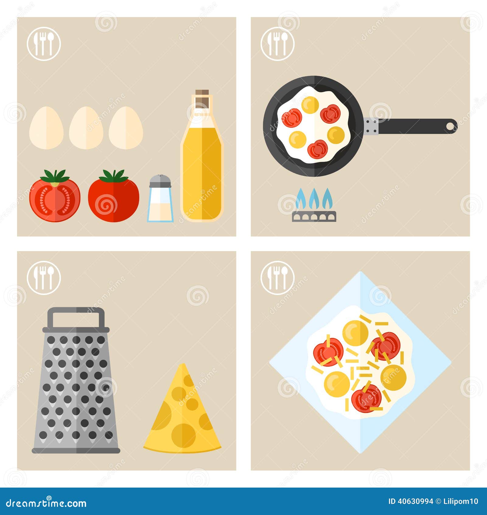 Process of Cooking Eggs, Recipe, Cooking and Icons Food Stock Vector ...
