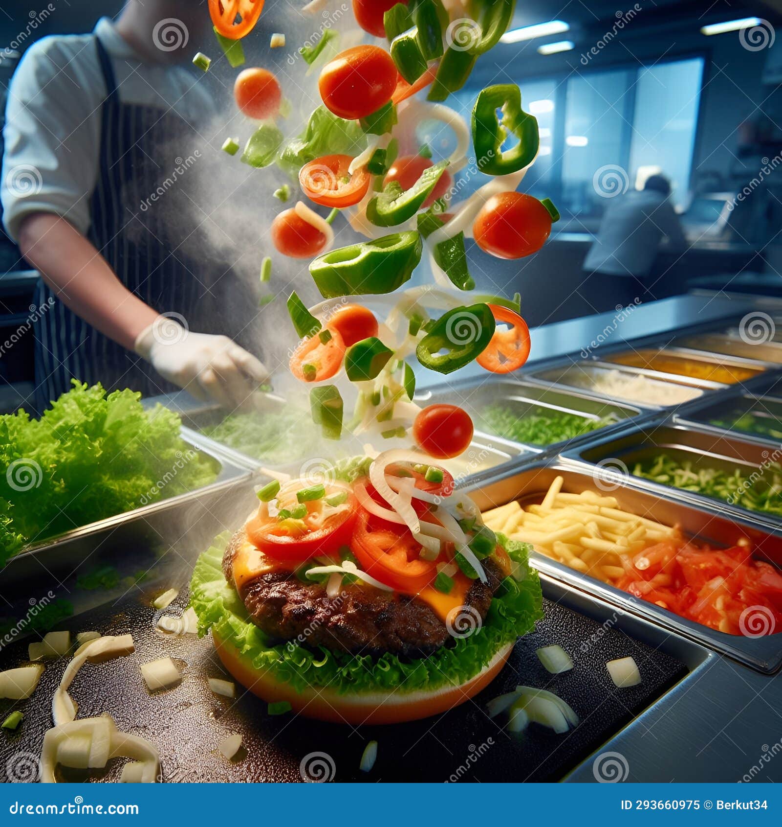 The Process of Cooking a Hamburger Shows All Its Internal Ingredients ...