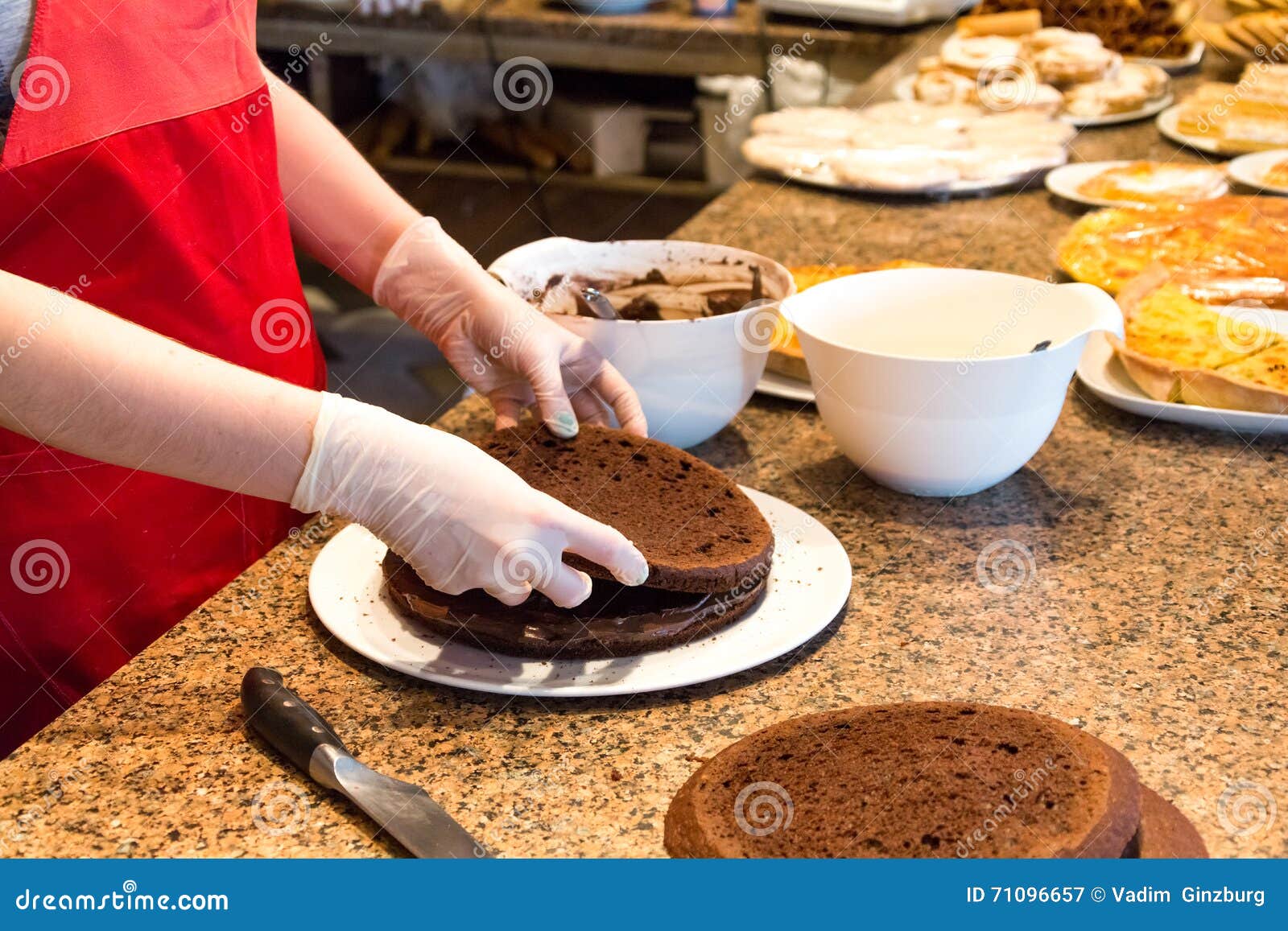 Process of Cooking Sponge Cake in Restaurant Stock Image - Image of ...