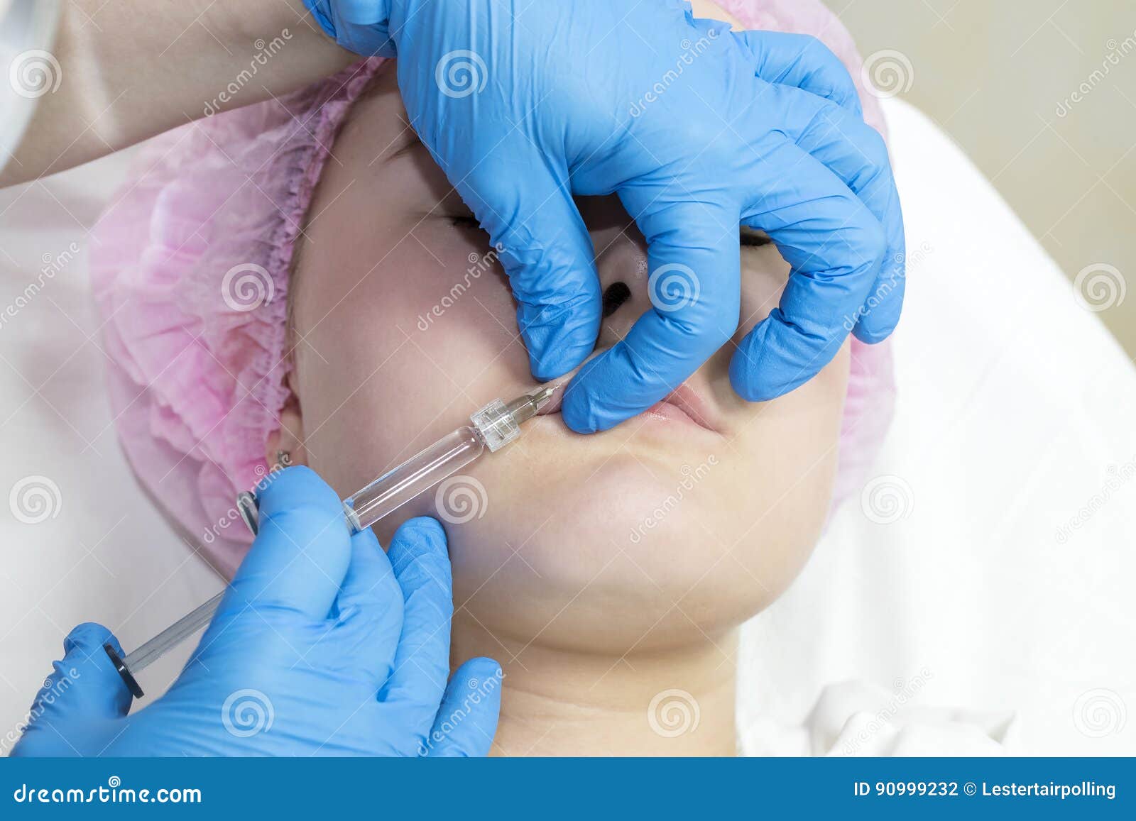 The Process of Cosmetic Surgery of Water Injection Stock Photo - Image ...