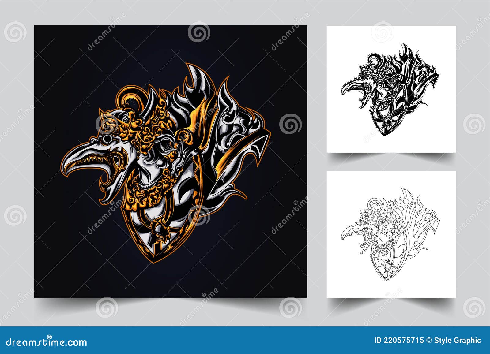 Garuda Emblem Logo Vector.Simple Thailand National Emblem.Silhouette ...