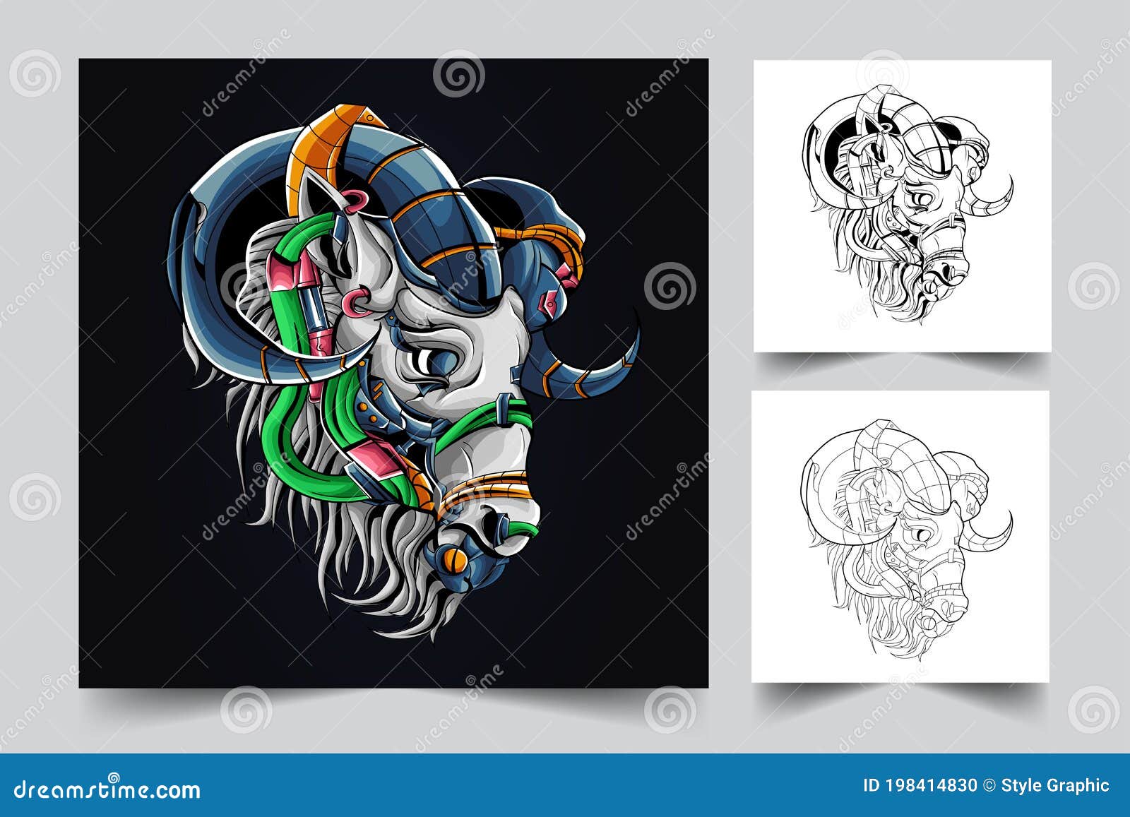 Mecha Head Animal Mascot Logo Stock Vector - Illustration of head ...