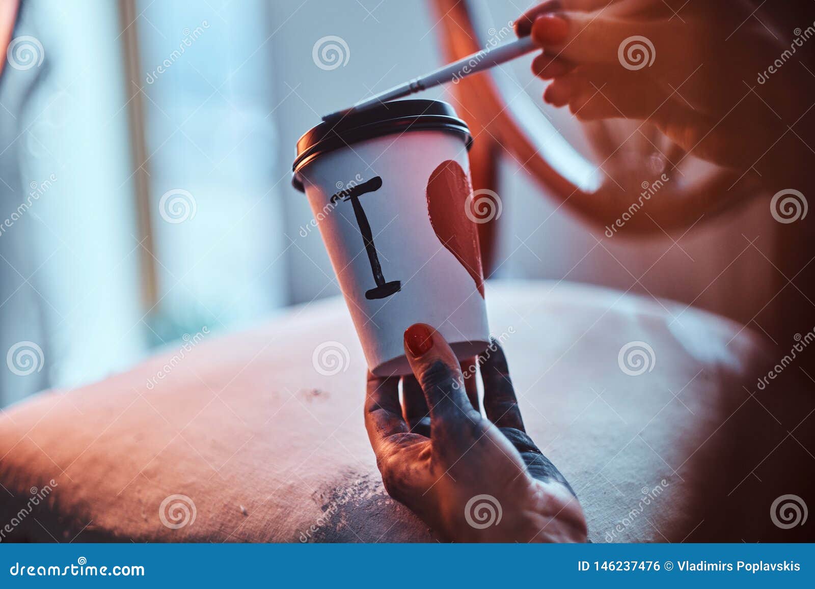 Process of Creating a Designer Coffee Cup for a Customer Stock Photo ...