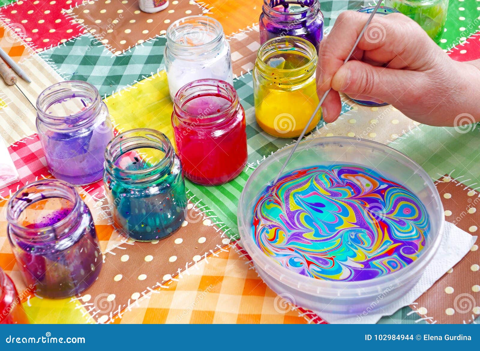 Process of Creating Drawings in Ebru Technique Stock Photo - Image of ...