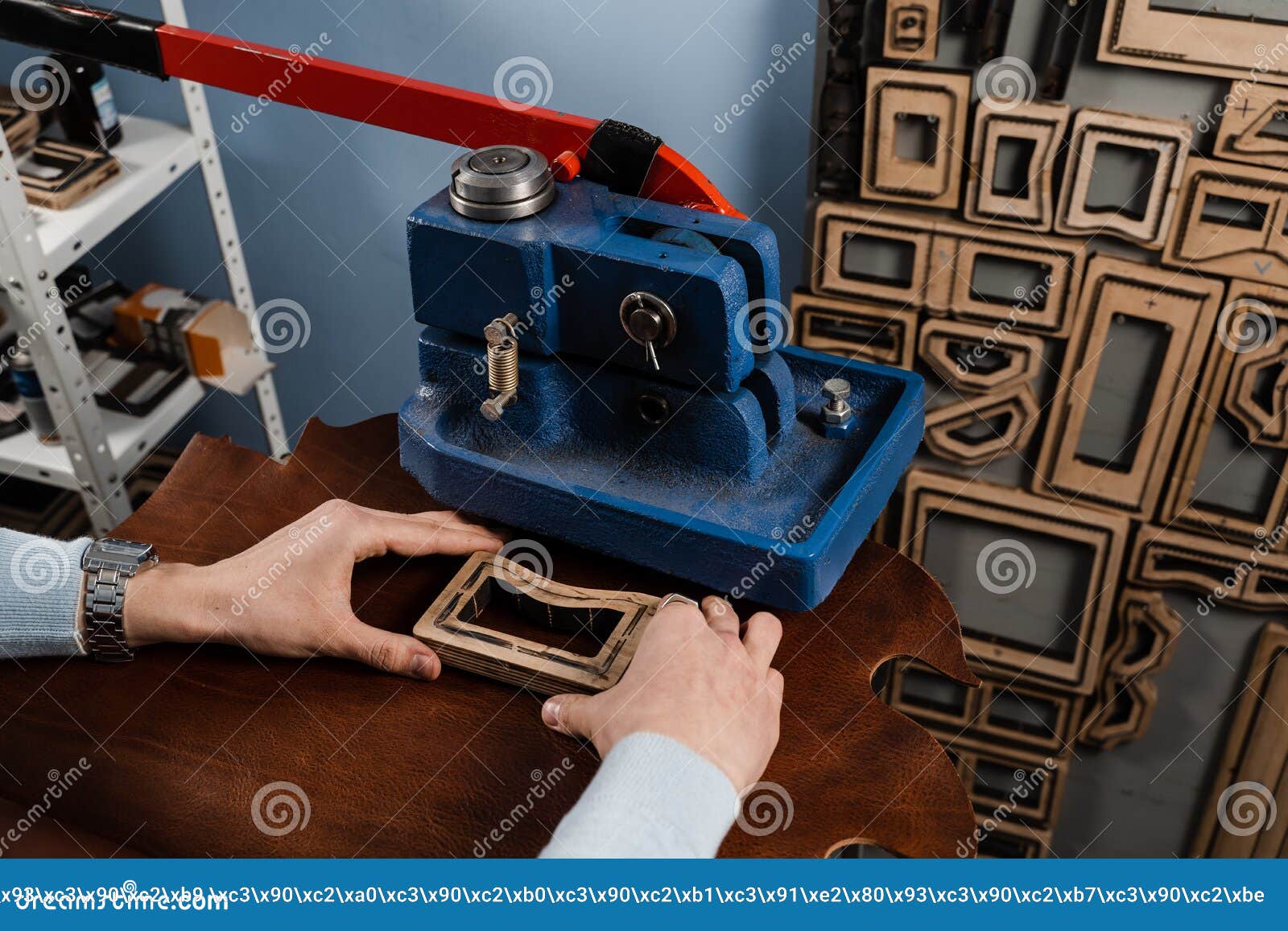 Process of Creating Genuine Leather Products in Factory. Craftsman is ...