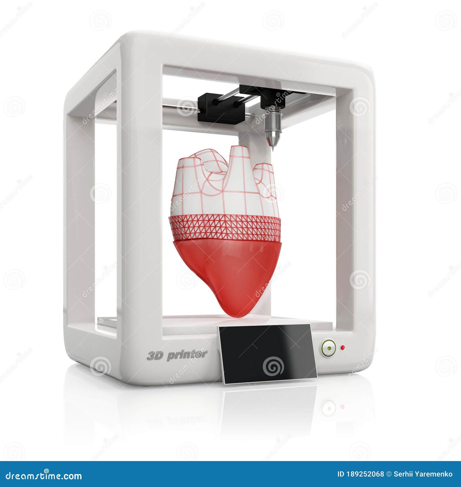 Process of Creating Human Hearts Using 3D Printer Stock Illustration ...