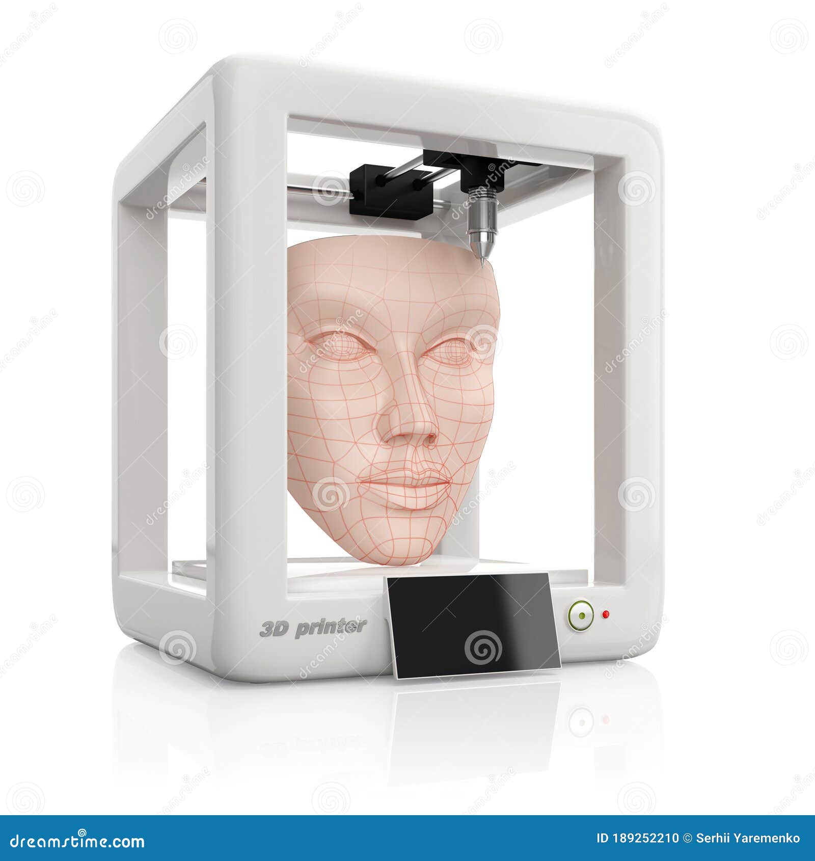 Process of Creating Human Skin Face Using 3D Printer Stock Illustration ...