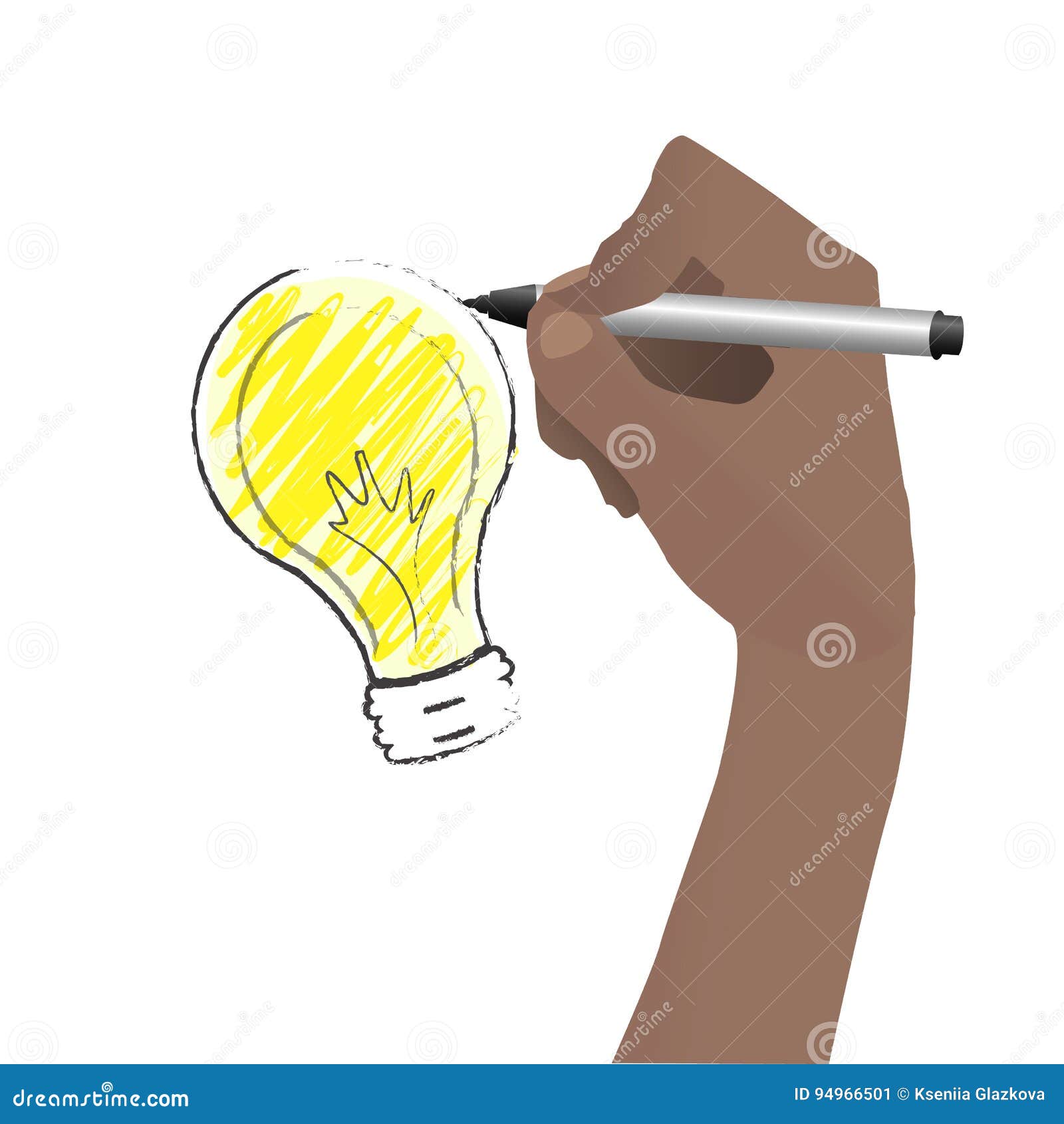 Process of Creating an Idea. Hand Stock Illustration - Illustration of ...