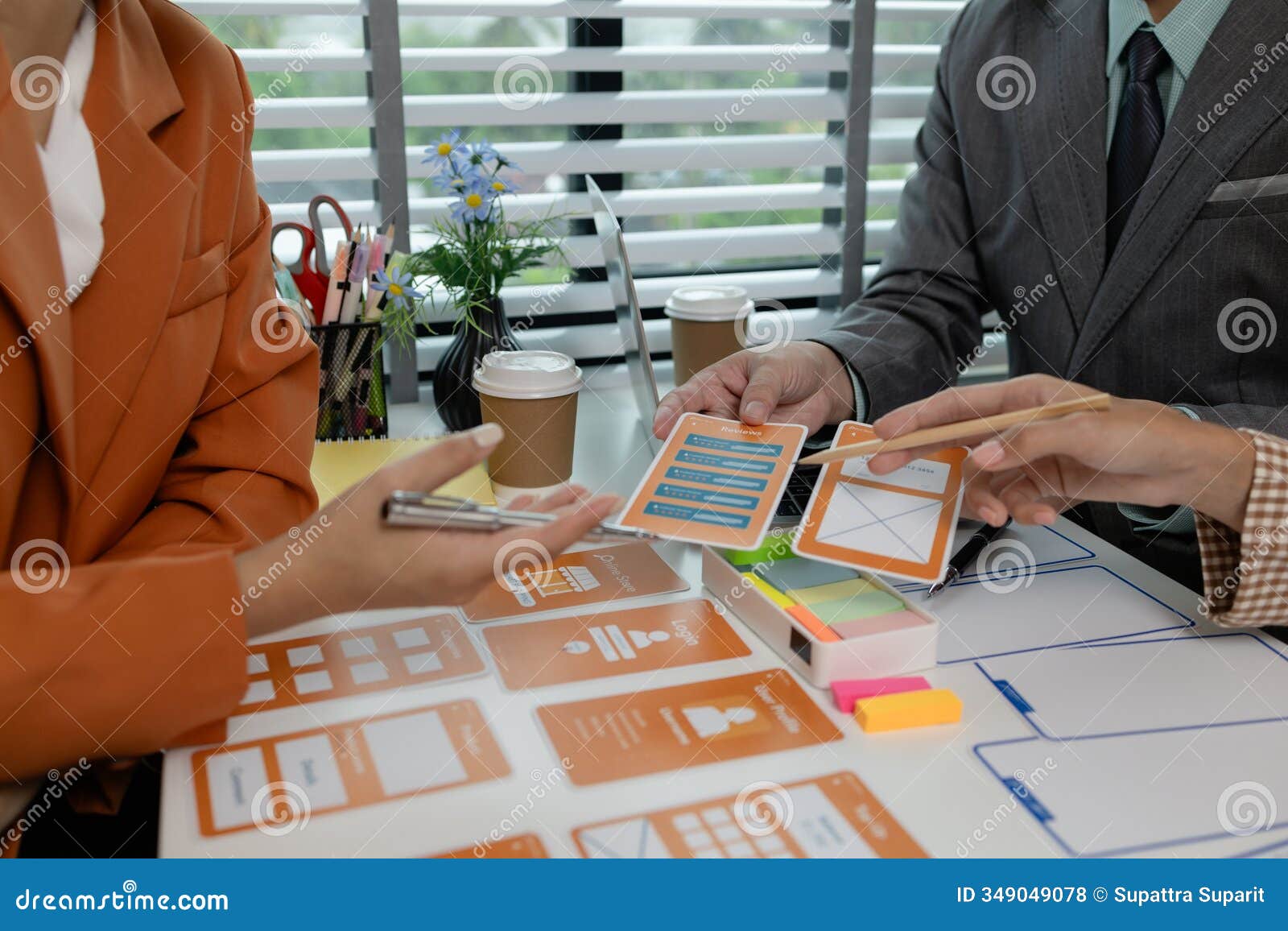 Ux Developer And Ui Designer Presenting Mobile App Interface Design On ...