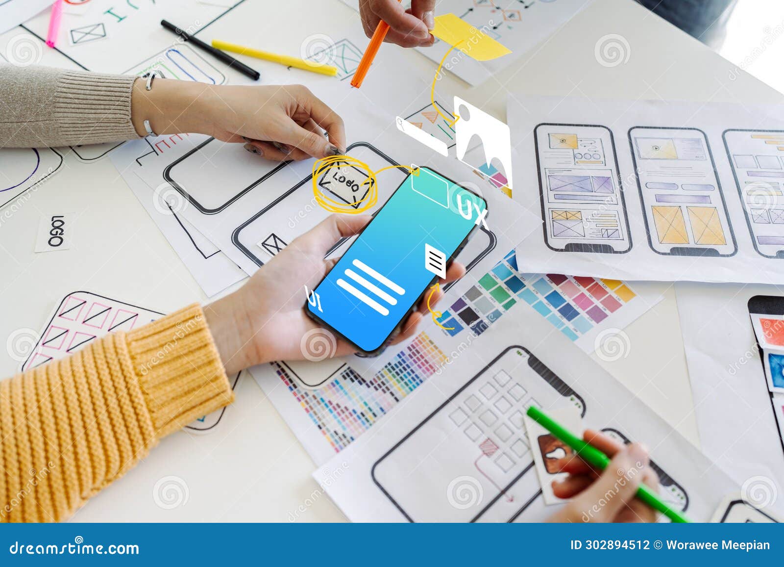 Process Of Creating An Interface For A Mobile App User Interface And Experience Concept Stock