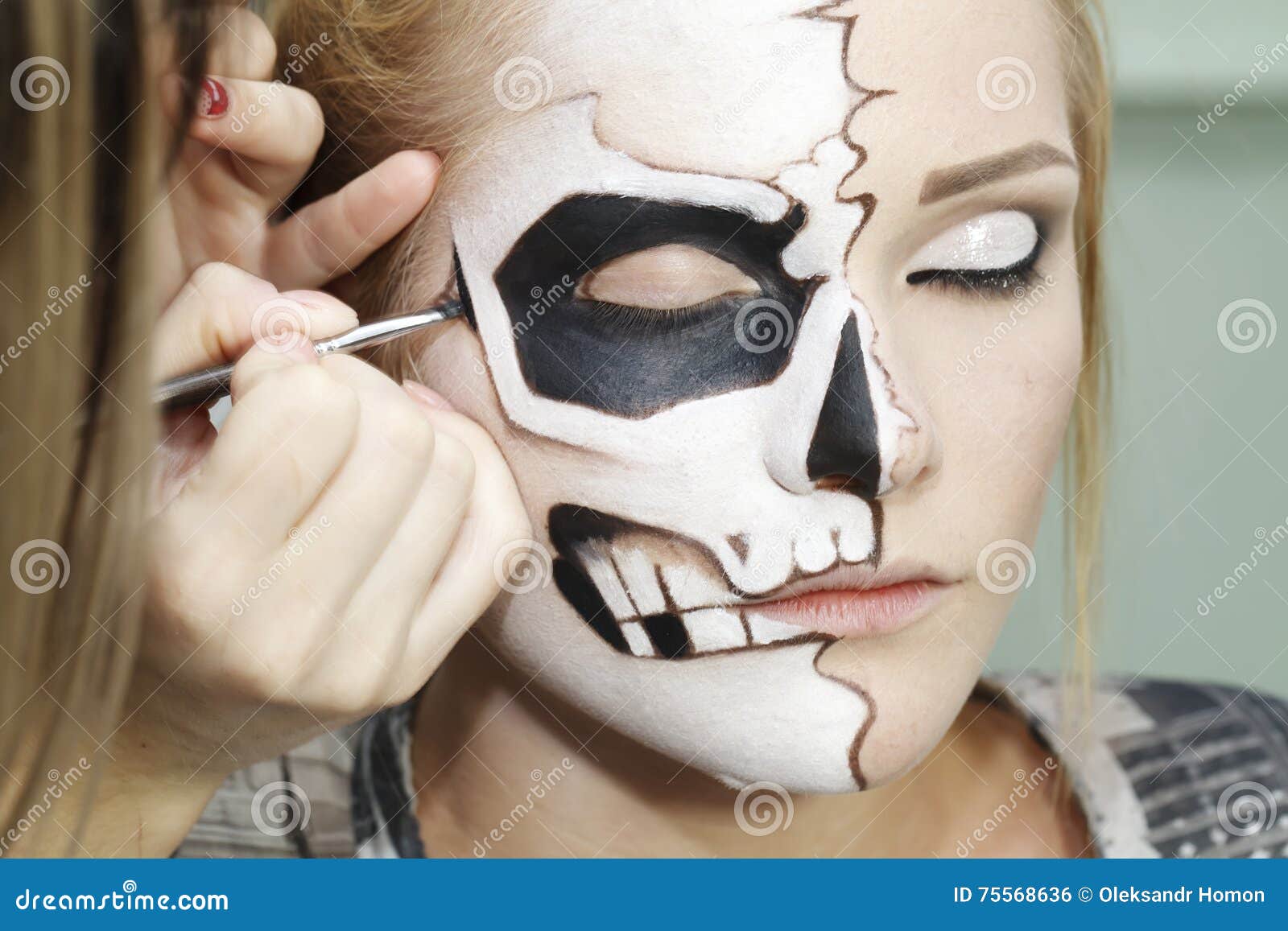 Half Skull Makeup Girl
