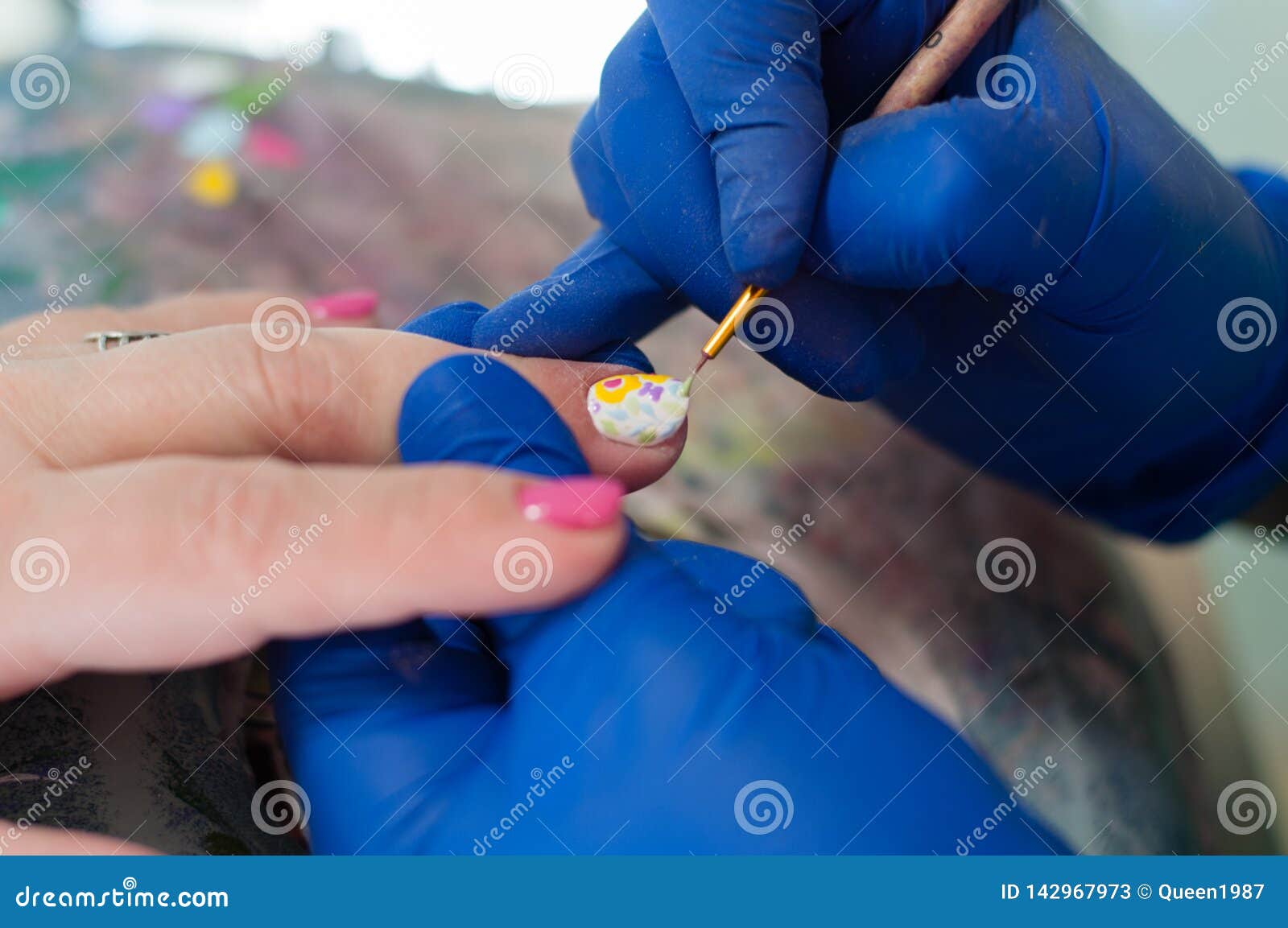The Process of Creating Manicure, Drawing on the Nails. Preparing for a ...
