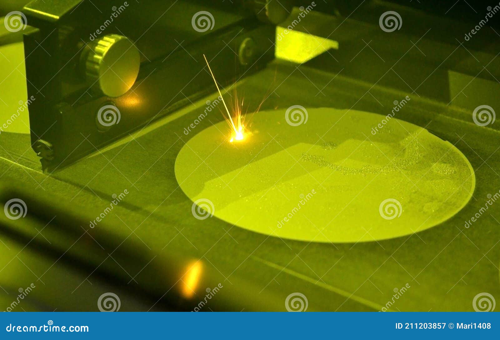 The Process of Creating a Metal Object with a Laser. Stock Image ...