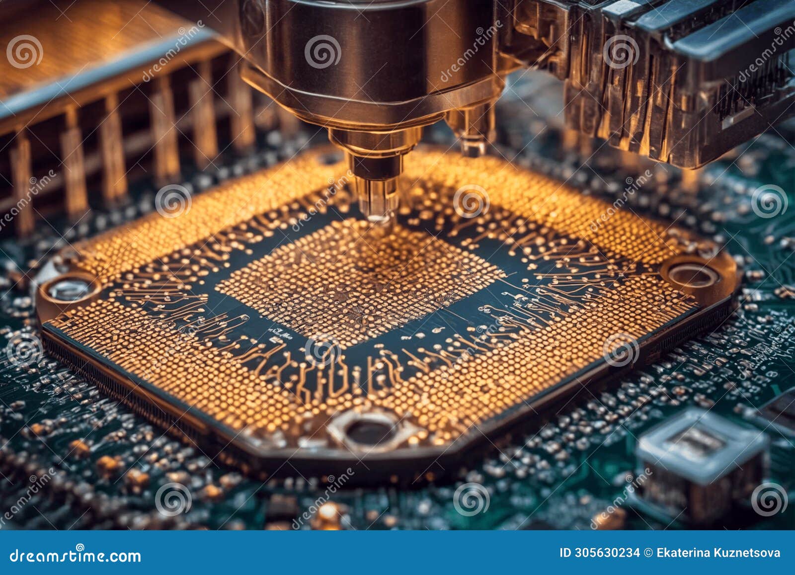 The Process of Creating Microchips on a Machine Stock Illustration ...