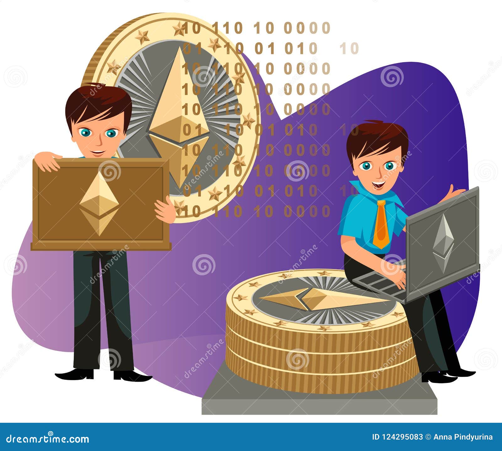 Process of Crypto Currency Mining Flat Poster Editorial Stock Photo - Illustration of coin ...