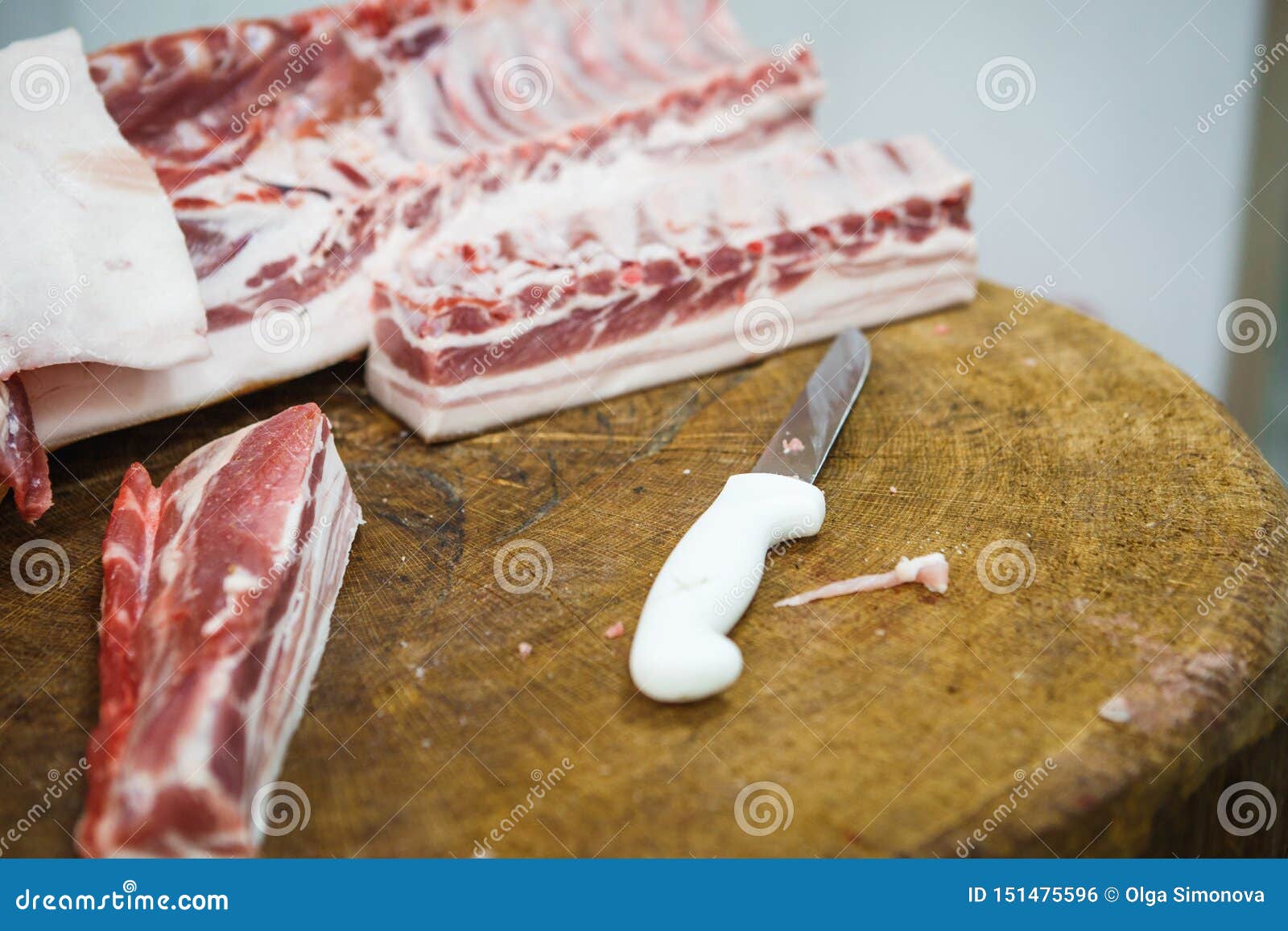The Process of Cutting and Chopping Meat. Stock Photo - Image of gloves ...
