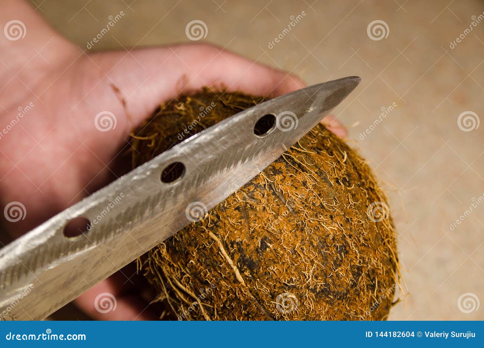 The Process of Cutting the Coconut Stock Photo - Image of food, sweet ...