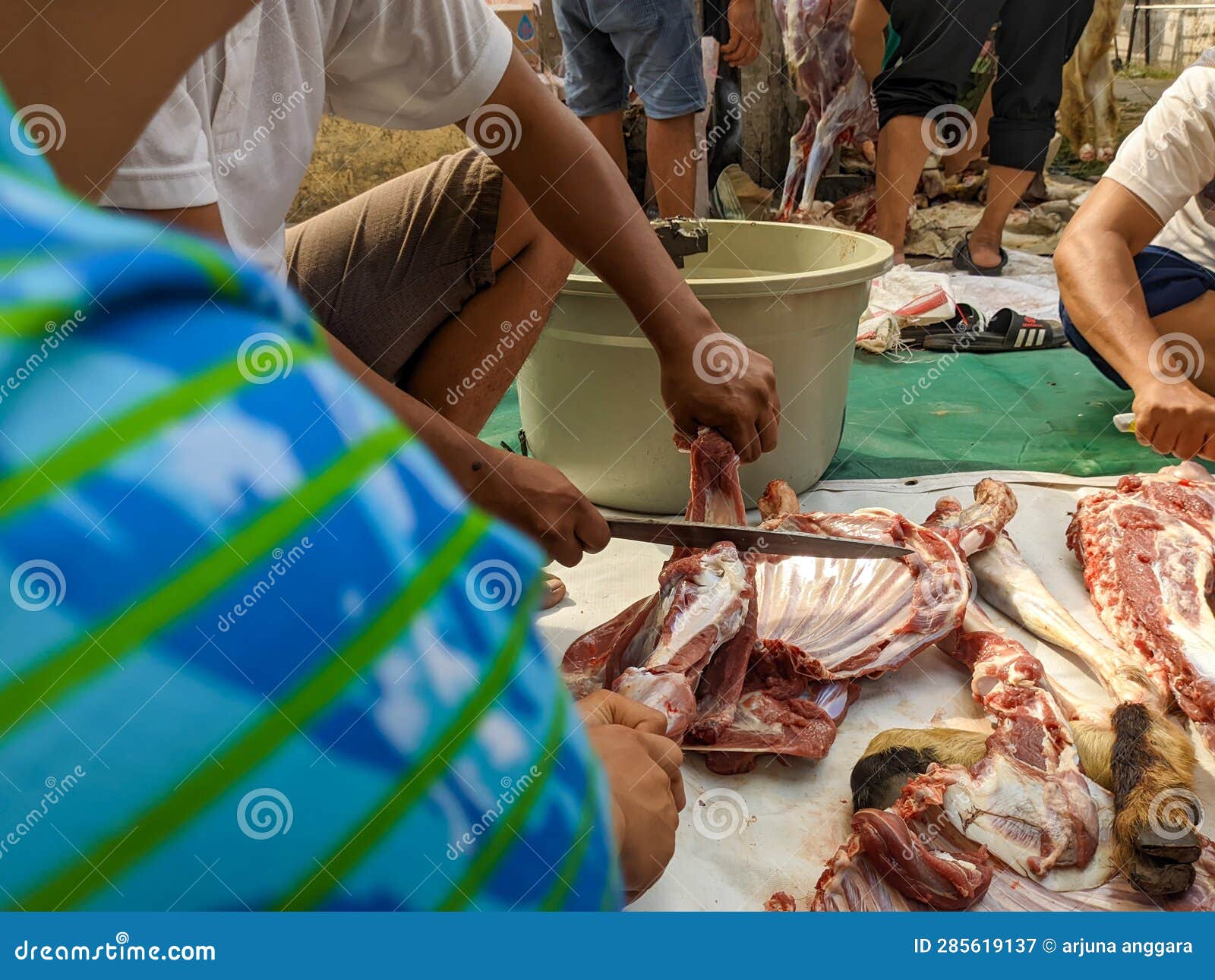 The Process of Cutting Goat Meat during Eid Al-Adha Editorial ...