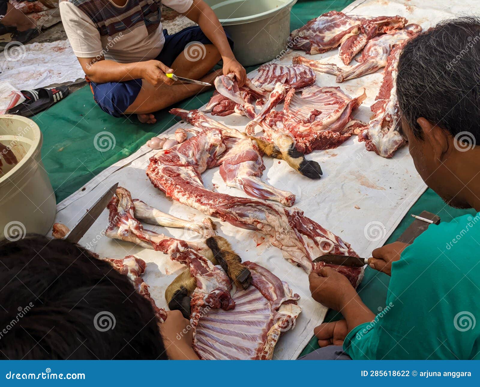 The Process of Cutting Goat Meat during Eid Al-Adha Editorial ...