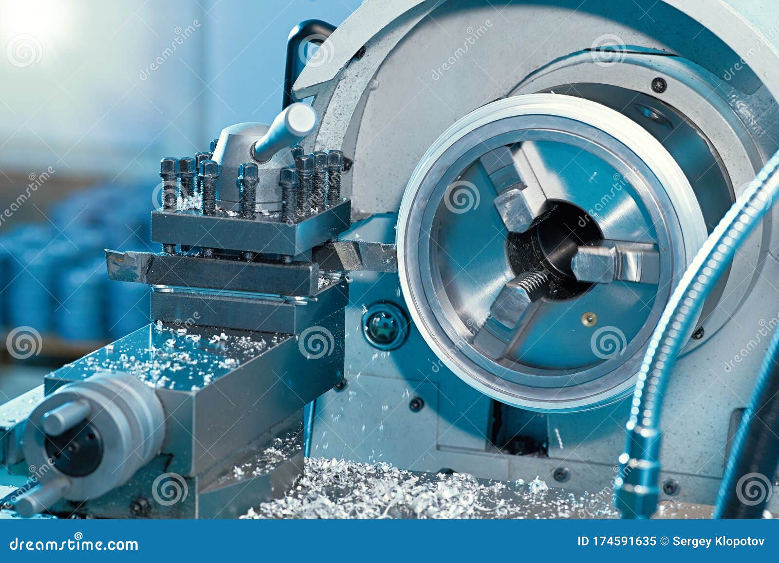 The Process of Cutting a Metal Part at an Engineering Plant Stock Image ...