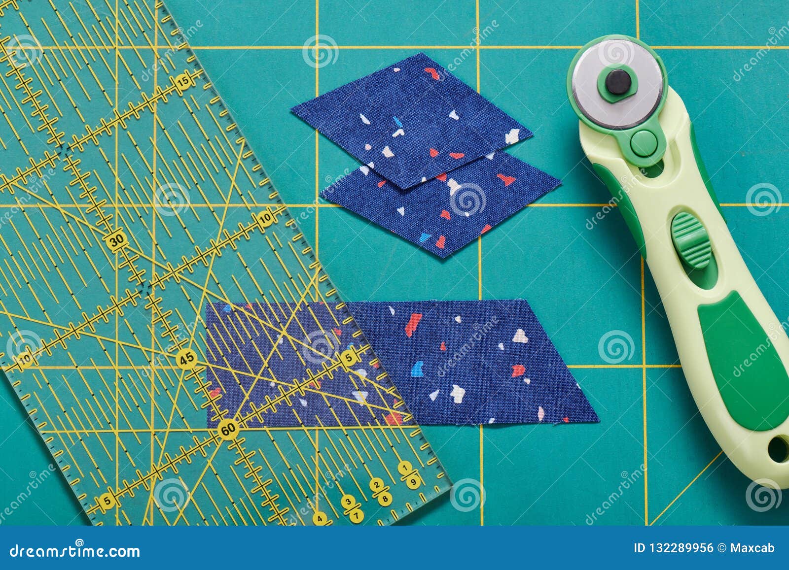 The Process of Cutting Pieces of Fabric in the Shape of Diamonds To ...