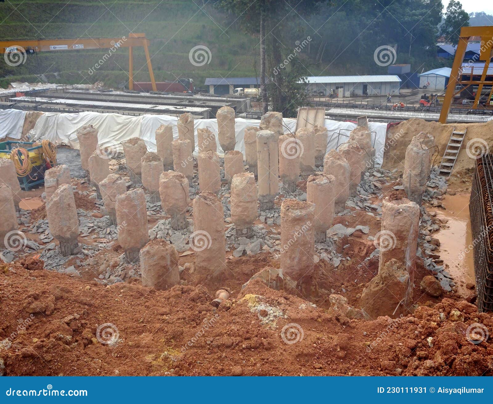 The Process of Cutting Piles after the Completion of Building ...