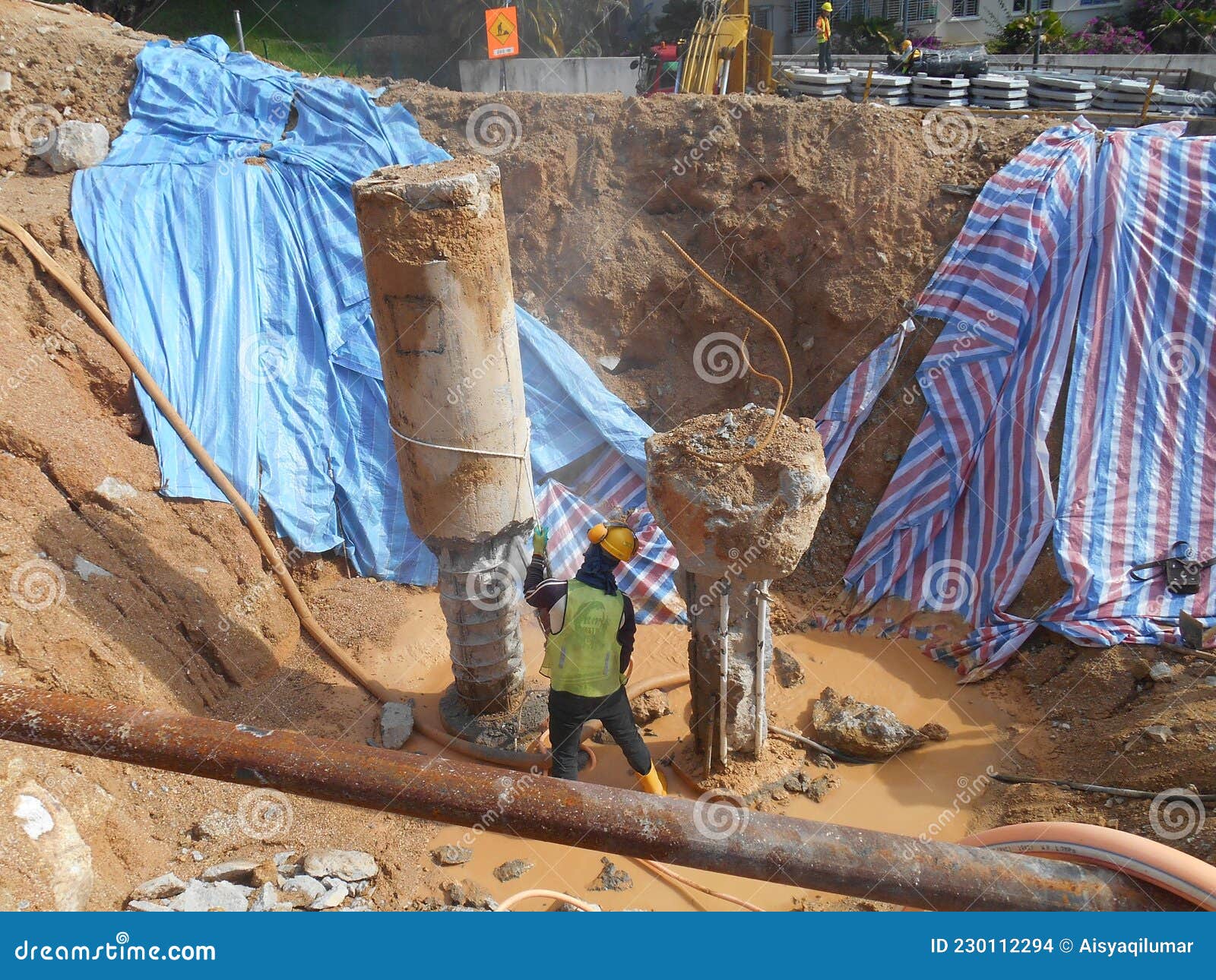 The Process of Cutting Piles after the Completion of Building ...