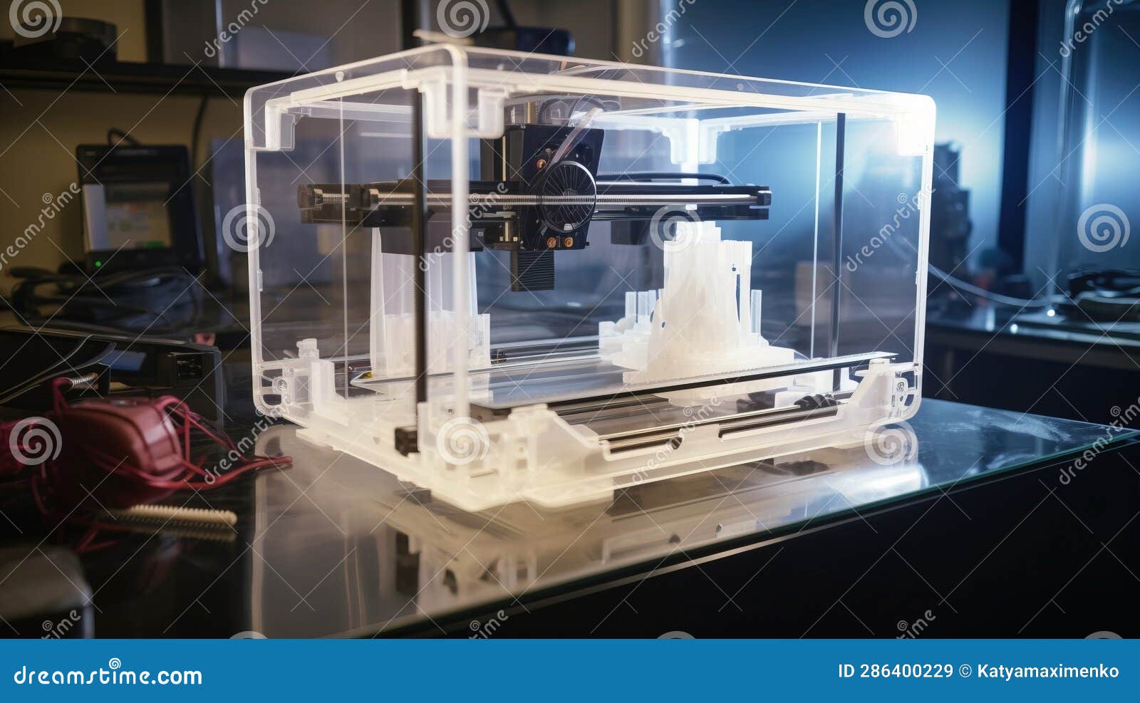 Process of 3D Printing Printer. Modern Technologies of Future. AI ...
