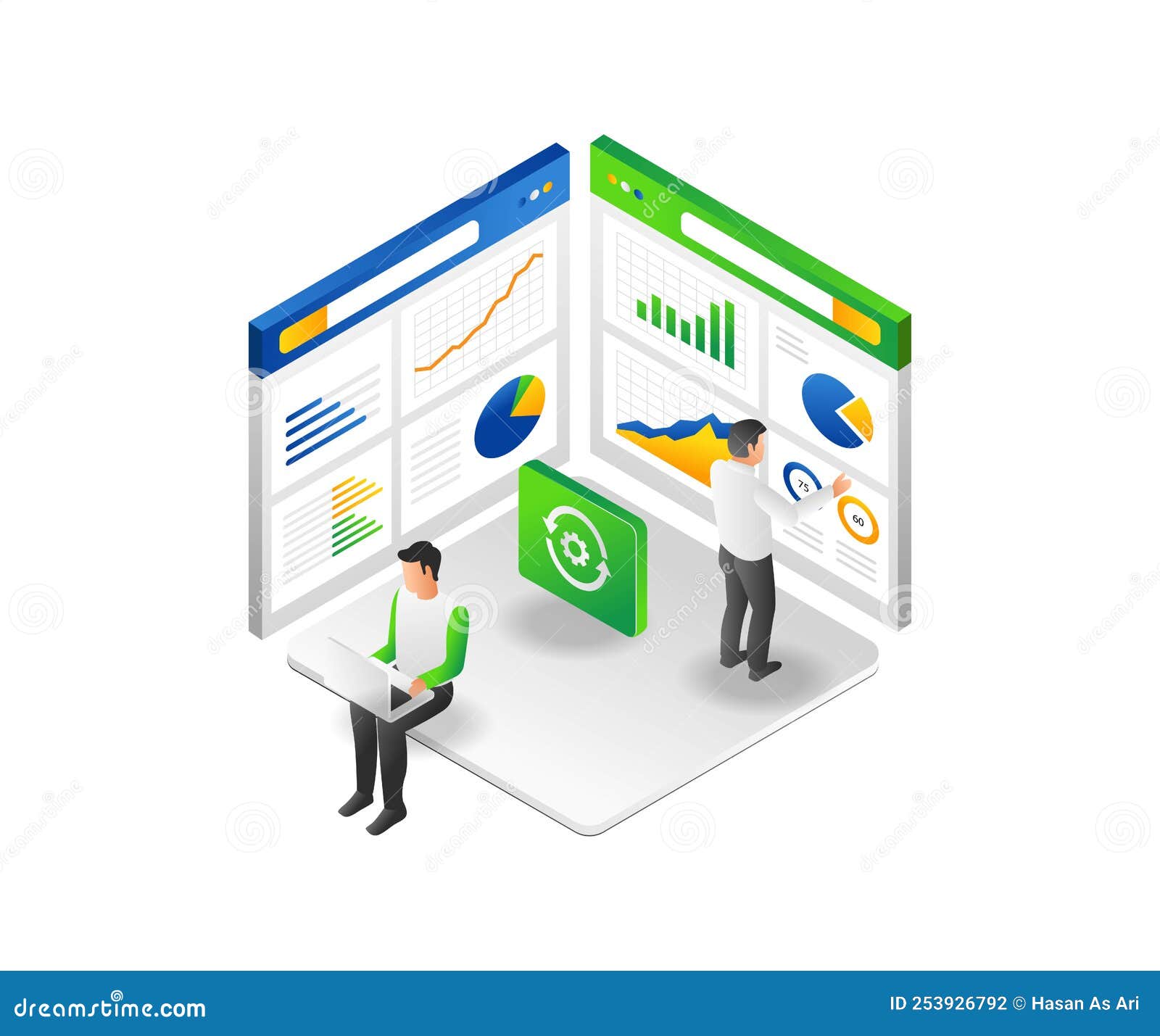 Process Data Analysis on the Monitor Screen Stock Illustration ...