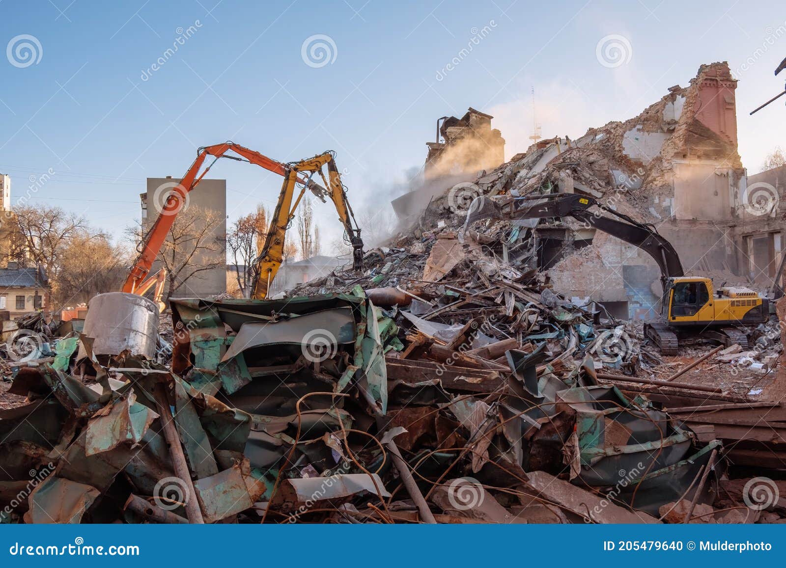 Process of Demolition of Old Industrial Building Stock Photo - Image of ...
