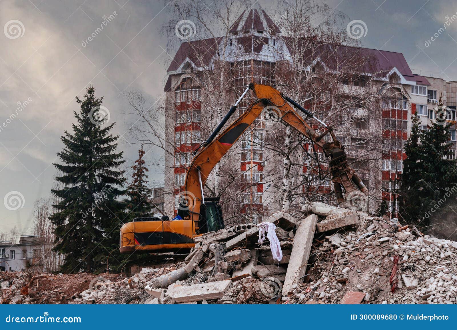 Process of Demolition of Old Industrial Building Stock Photo - Image of ...
