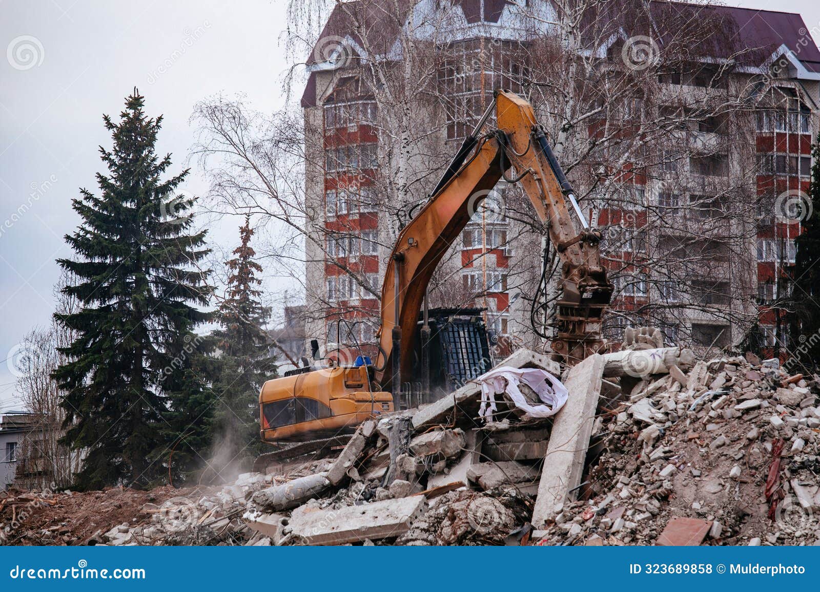 Process of Demolition of Old Industrial Building Stock Photo - Image of ...