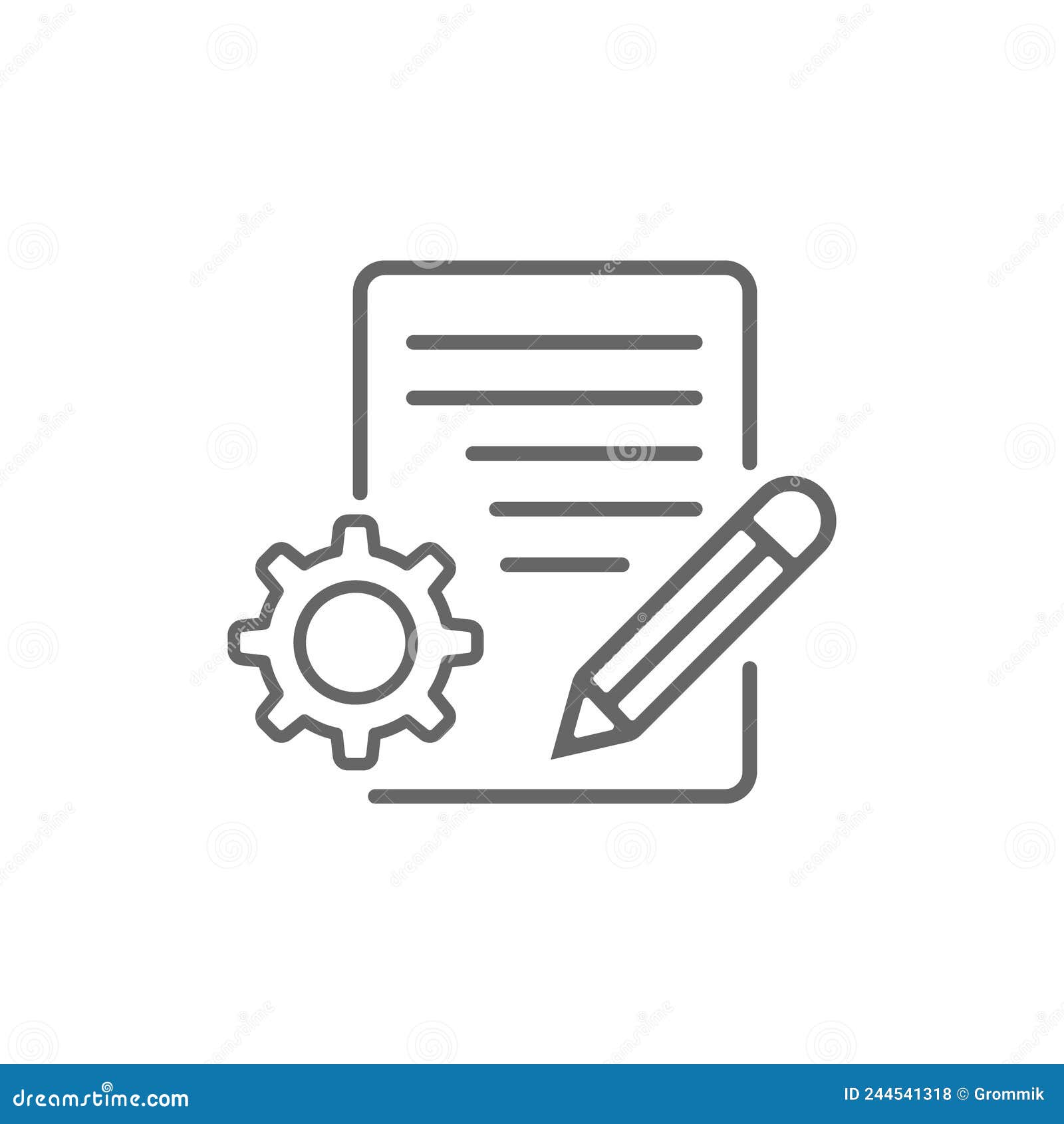 Process Description Icon. a Gear, a Piece of Paper and a Pencil Stock ...