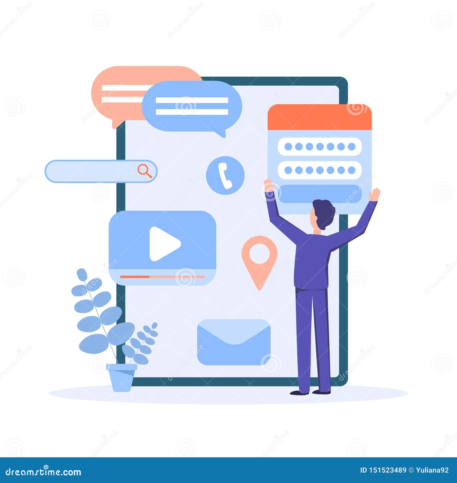 Process of Designing Application, App Development for Mobile Devices. Stock Vector ...