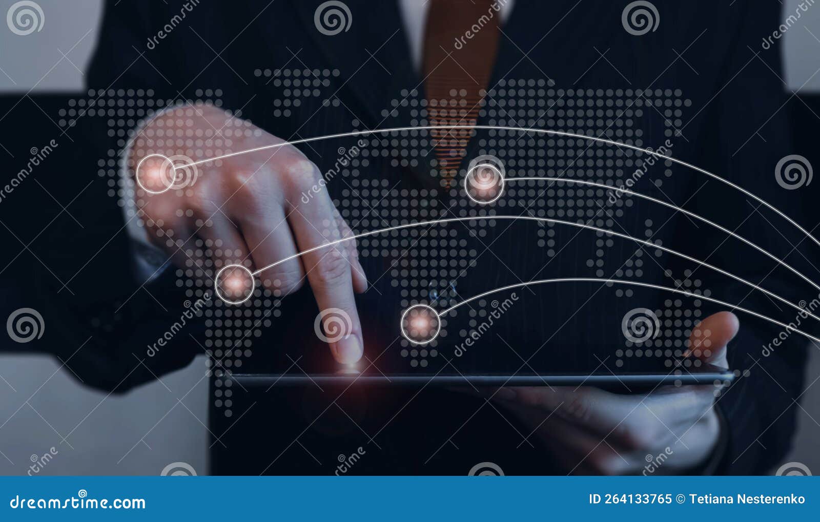 Process Digitalization Closeup Concept Image with Dotted World Map ...