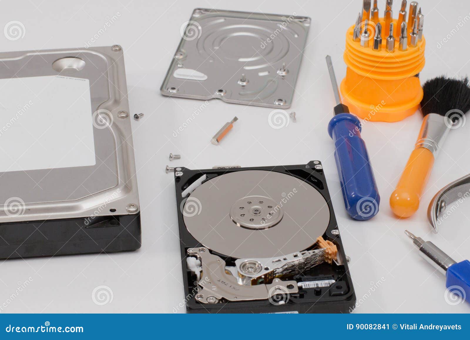 Process of Disassembly of Hard Disks Stock Image - Image of device ...