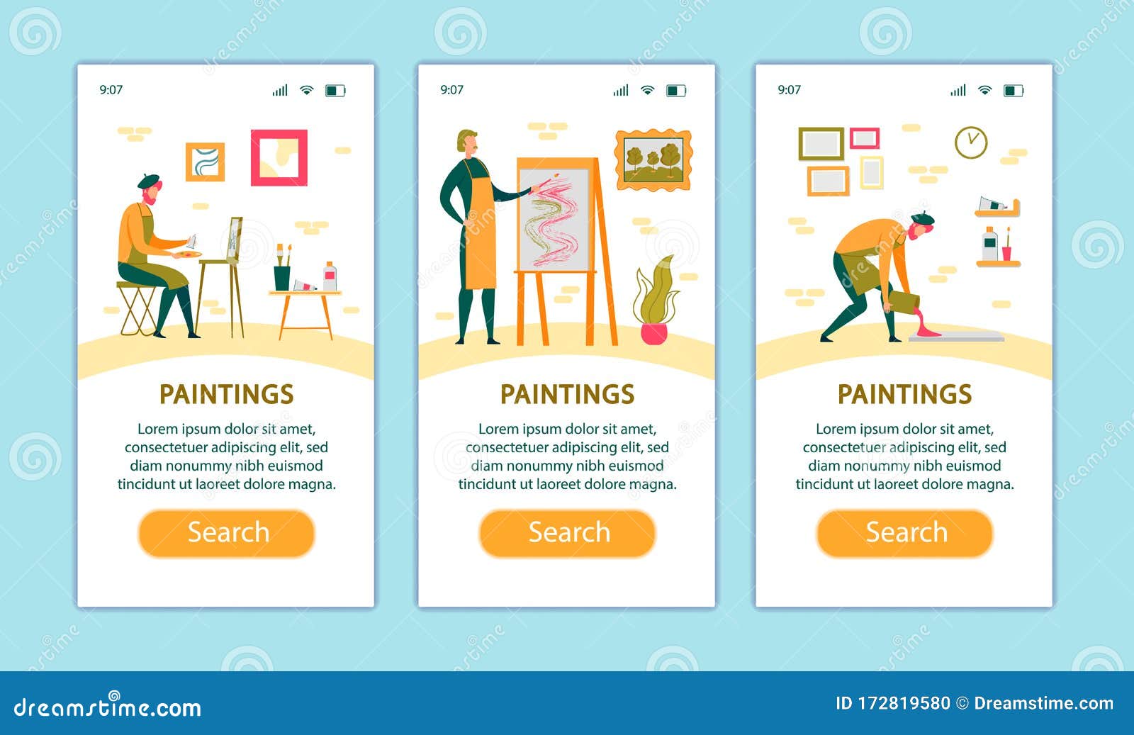 Process of Drawing Mobile Page Onboard Screen Set Stock Vector ...