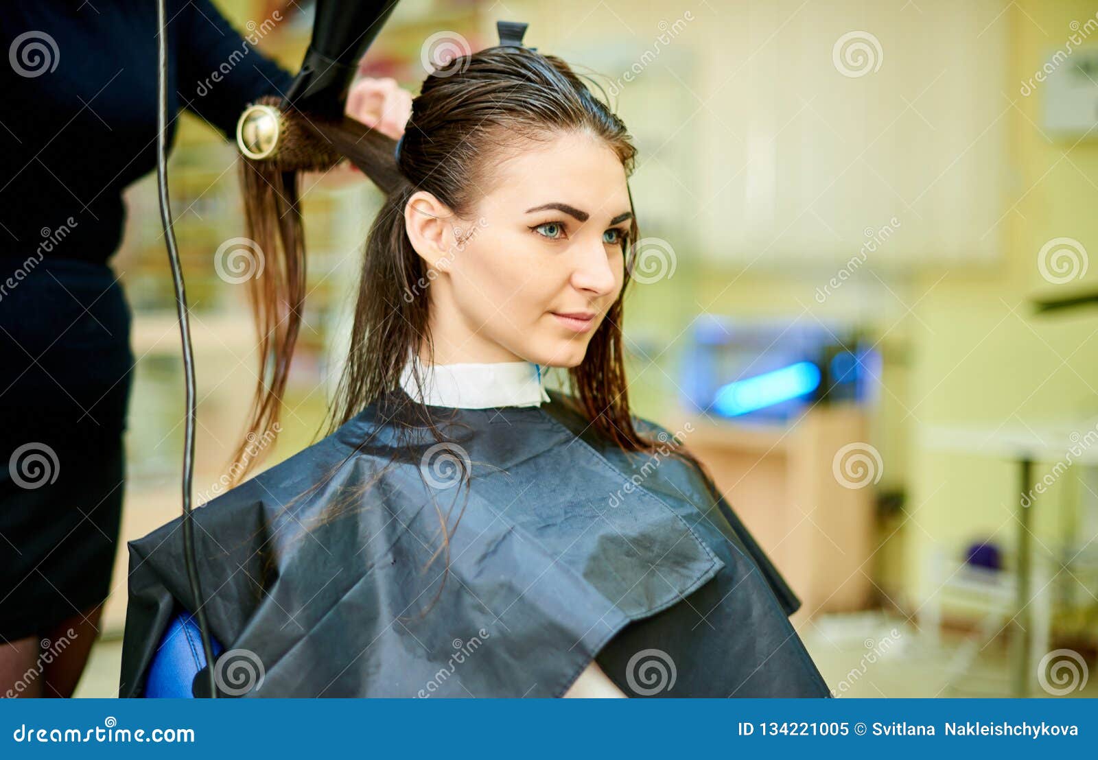 The Process of Drying the Hair of a Young Stock Image - Image of damage ...