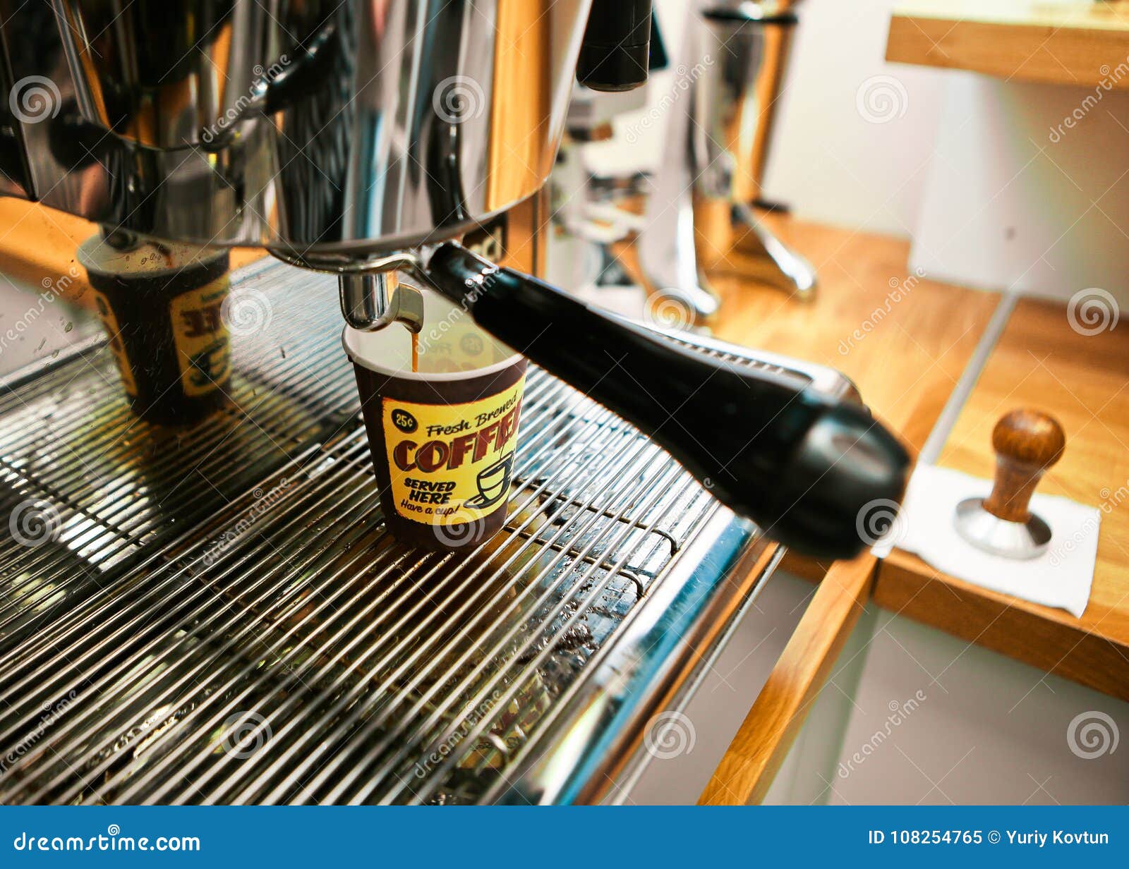 Process Espresso Preparation in Coffee Machine Stock Image - Image of ...