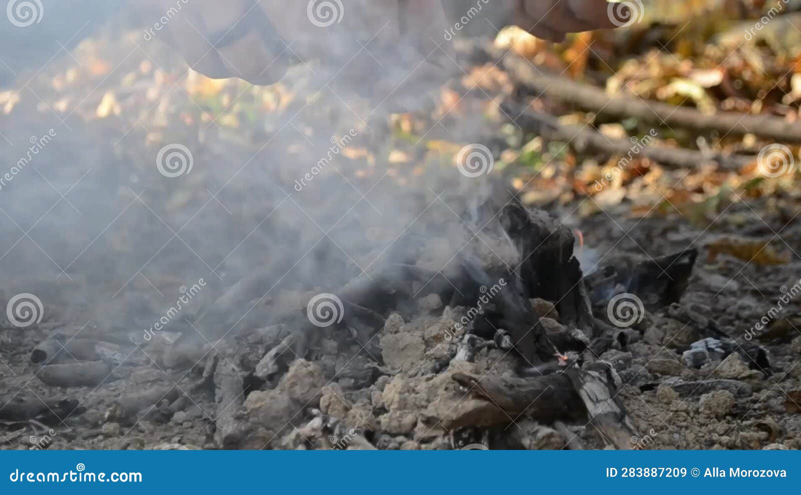 The Process of Extinguishing Fire Throwing Dry Earth Stock Video ...