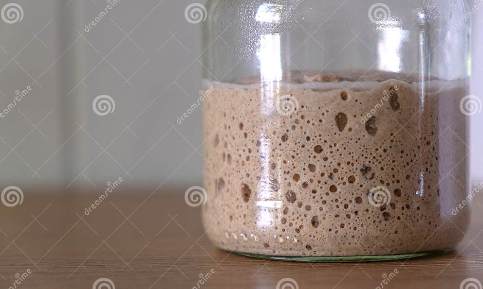 The Fermentation Process of Sourdough Starter. Stock Image - Image of ...