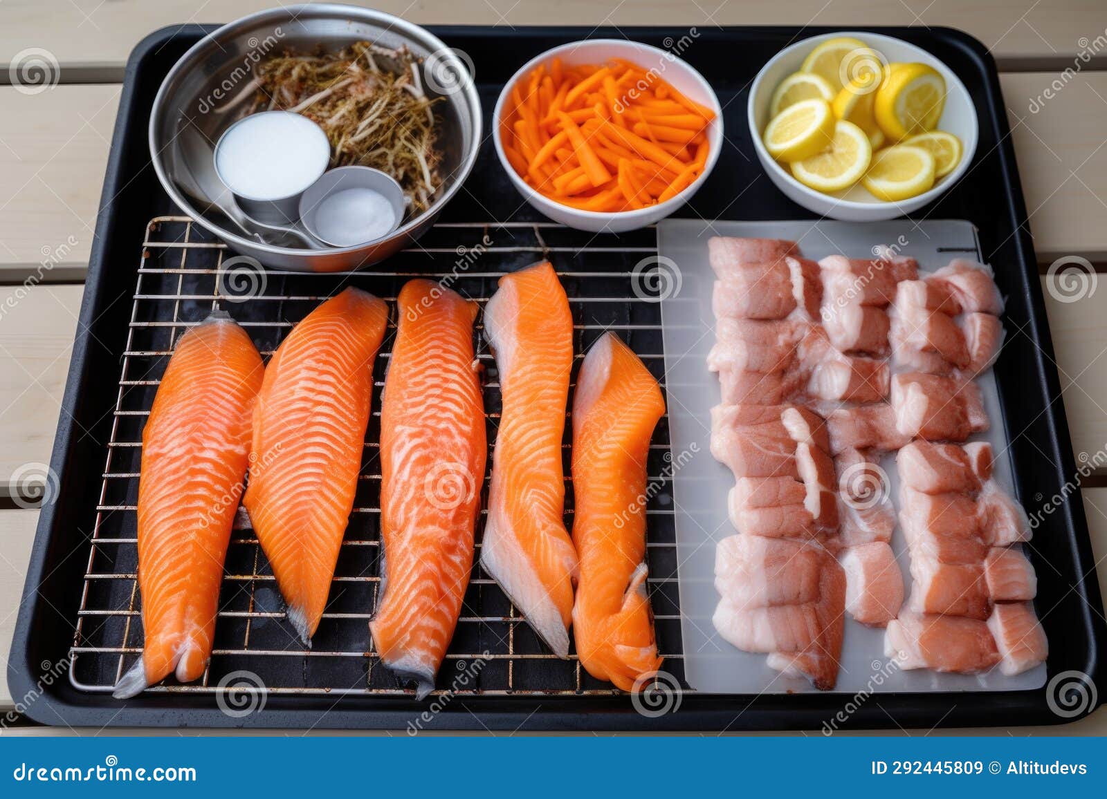 Process of Filling a Barbecue Grill Basket with Fish Filets Stock Image ...