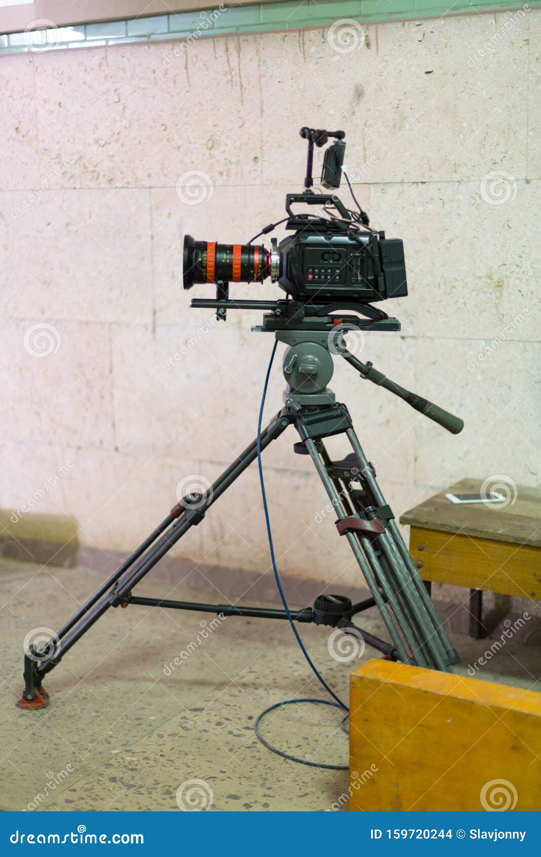 Process of Filming. Big Movie Camera on a Tripod Stock Photo - Image of ...